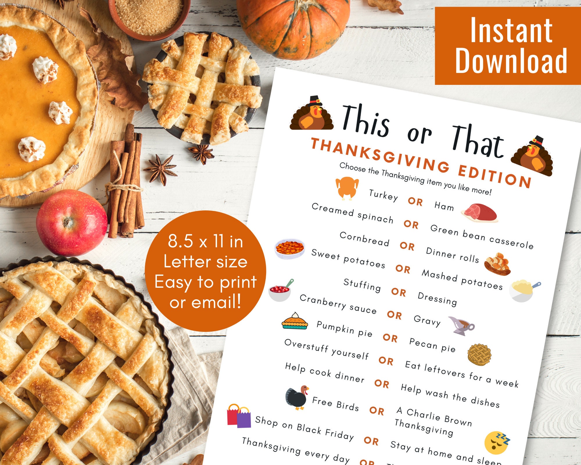 Thanksgiving This or That Printable, Thanksgiving Kids Game ...