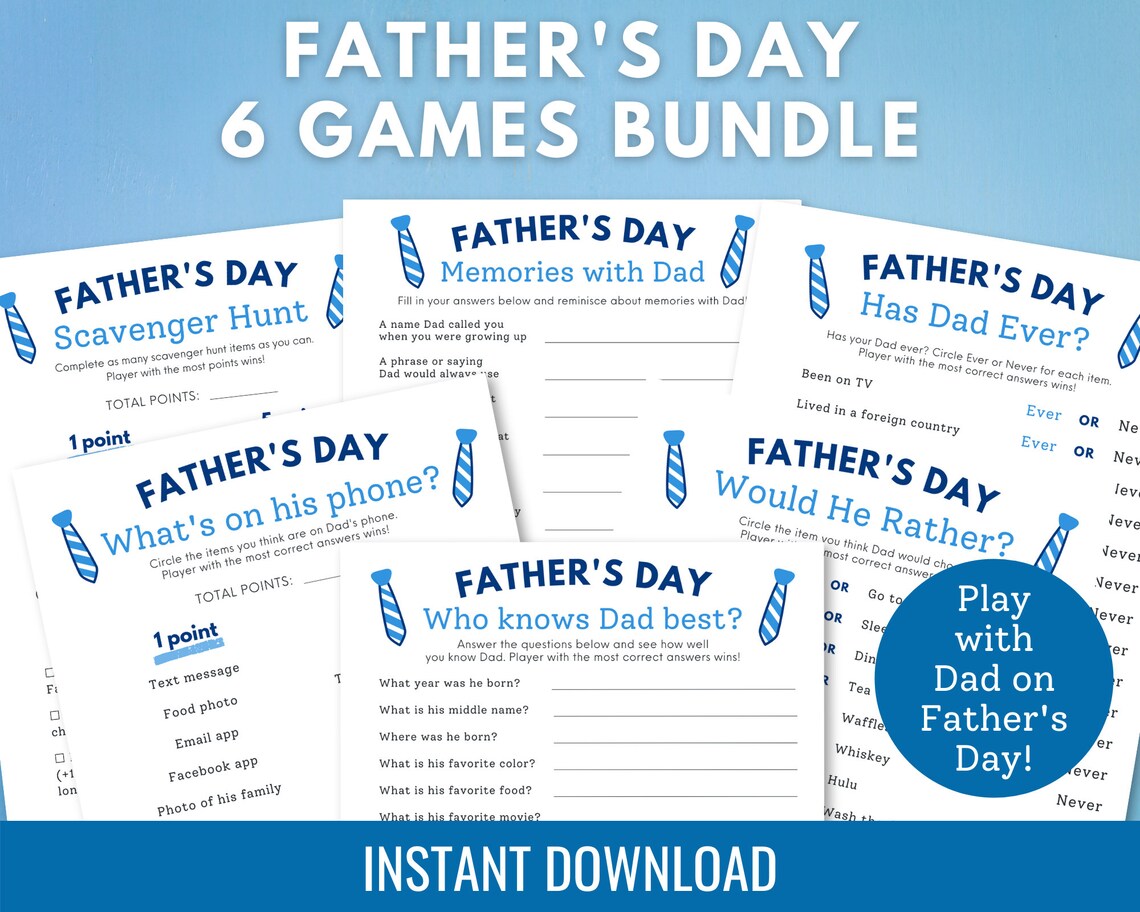 Father's Day 6 Games Bundle Father's Day Games - Etsy