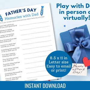 Memories With Dad Father's Day Game Father's Day - Etsy