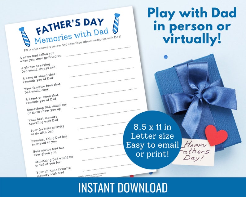 Memories With Dad Father's Day Game Father's Day - Etsy
