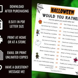 Halloween Would You Rather Game, Halloween Kids Party Game, Halloween ...