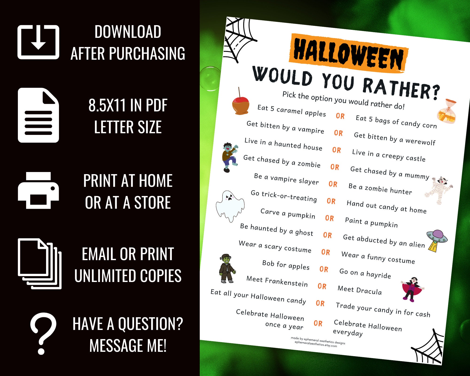 Halloween Would You Rather Game, Halloween Kids Party Game, Halloween ...