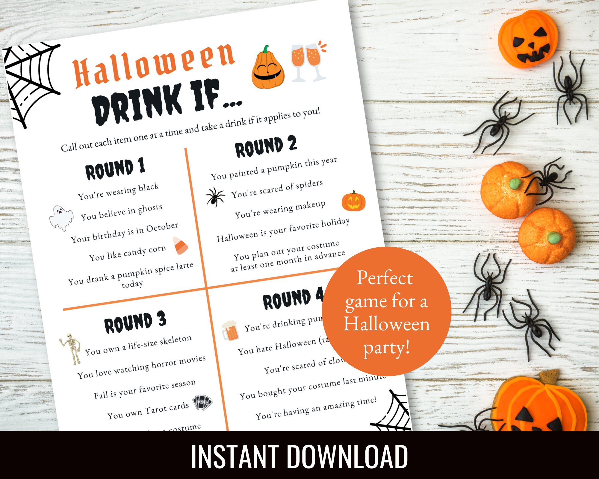 Halloween Drink If Game Halloween Drinking Game for Adults - Etsy