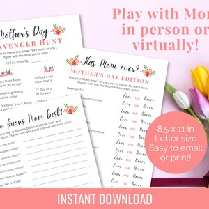 Mother's Day 6 Games Bundle, Mother's Day Games, Mother's Day Activity ...