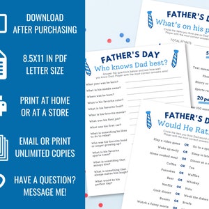 Father's Day 6 Games Bundle, Father's Day Games, Father's Day Activity ...