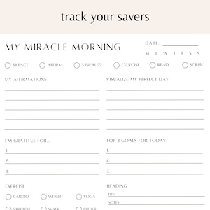 Miracle Morning Journal Printable: SAVERS Habit Tracker (PDF) - Etsy