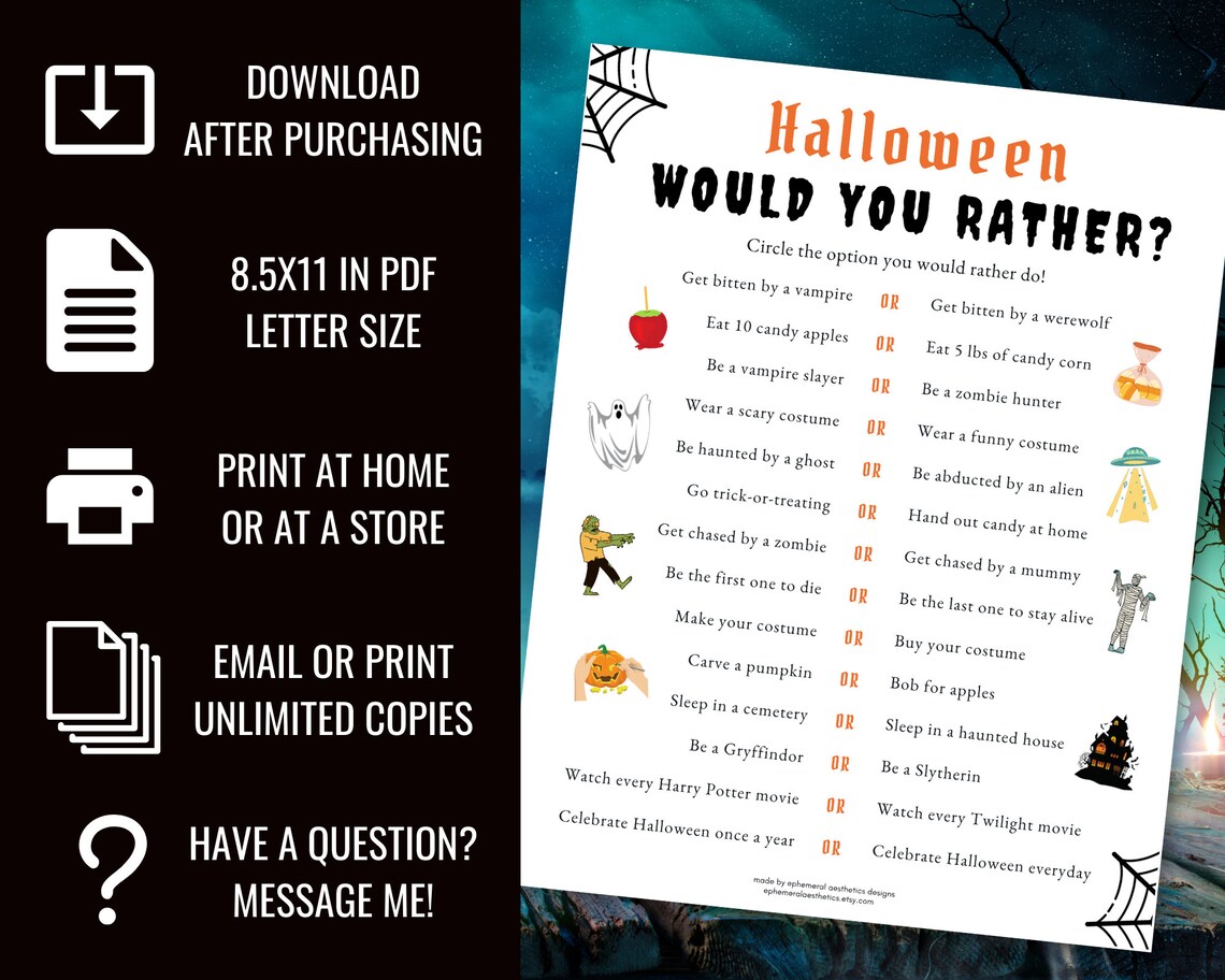 Halloween Would You Rather Game, Halloween This or That, Halloween Game ...