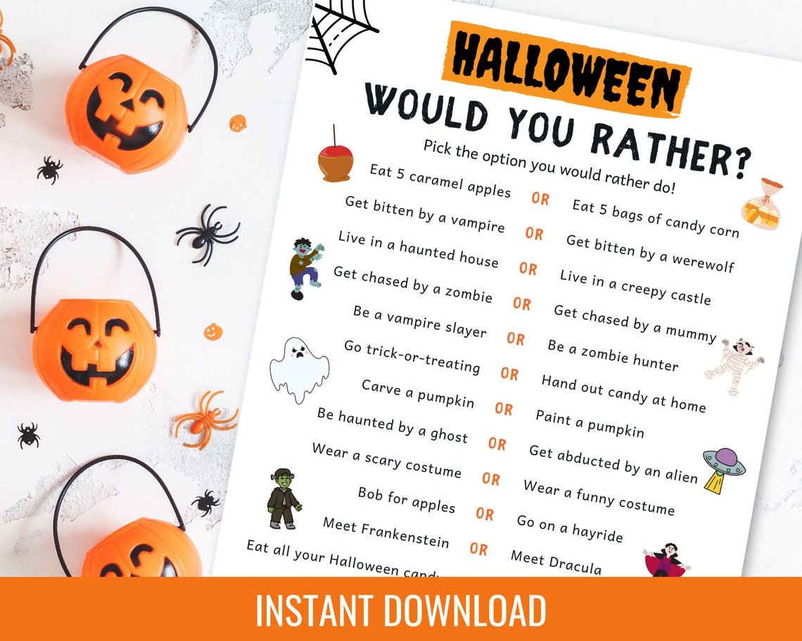 Halloween Would You Rather Game, Halloween Kids Party Game, Halloween ...