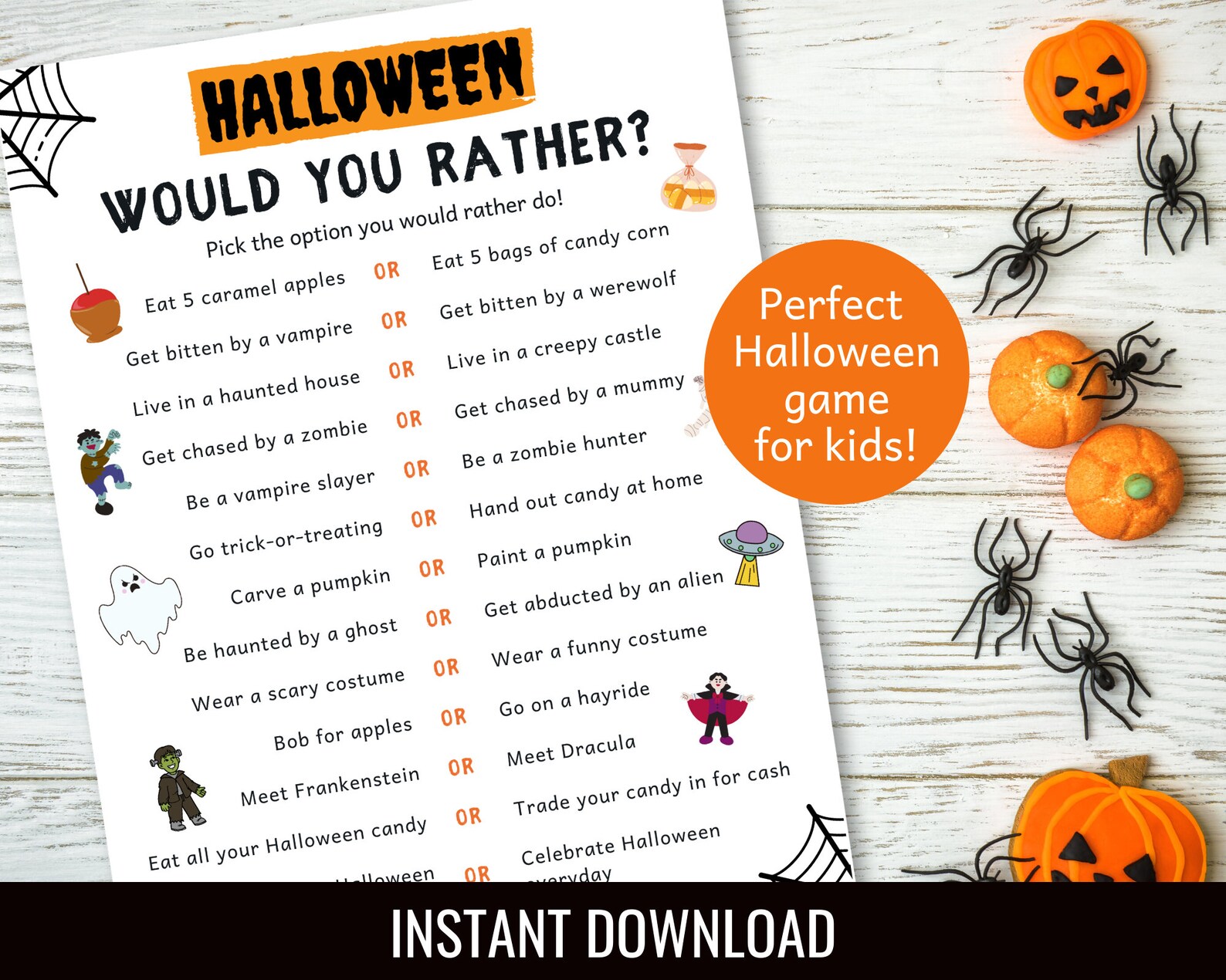 Halloween Would You Rather Game, Halloween Kids Party Game, Halloween ...