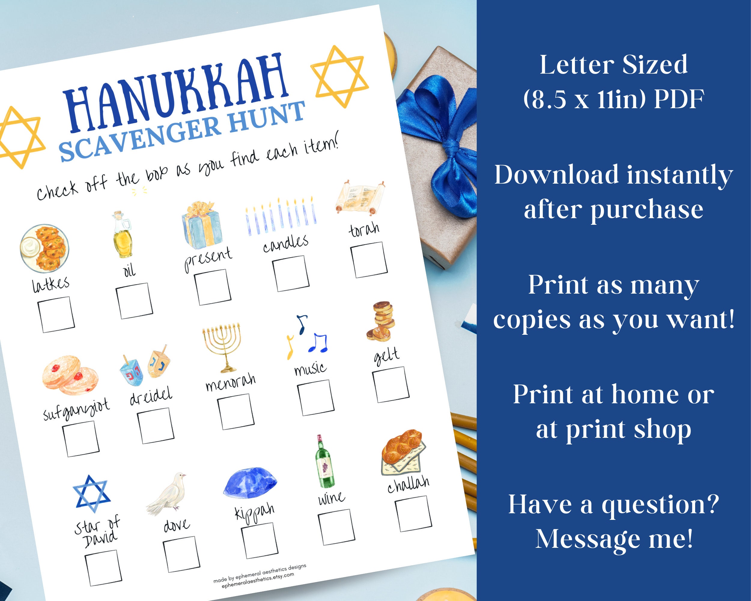 Hanukkah Scavenger Hunt, Hanukkah Kids Game, Hanukkah Kids Activity ...