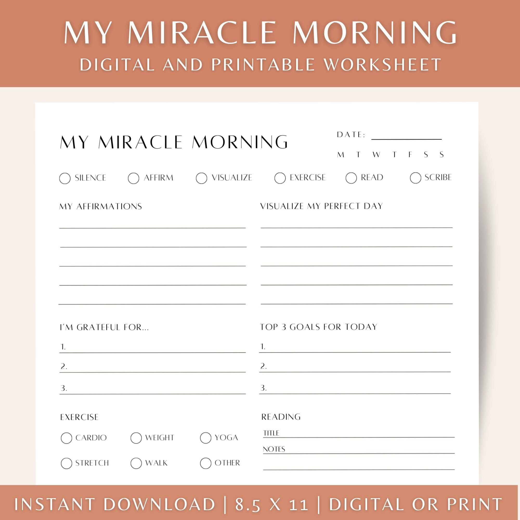 Miracle Morning Journal Printable: SAVERS Habit Tracker (PDF) - Etsy