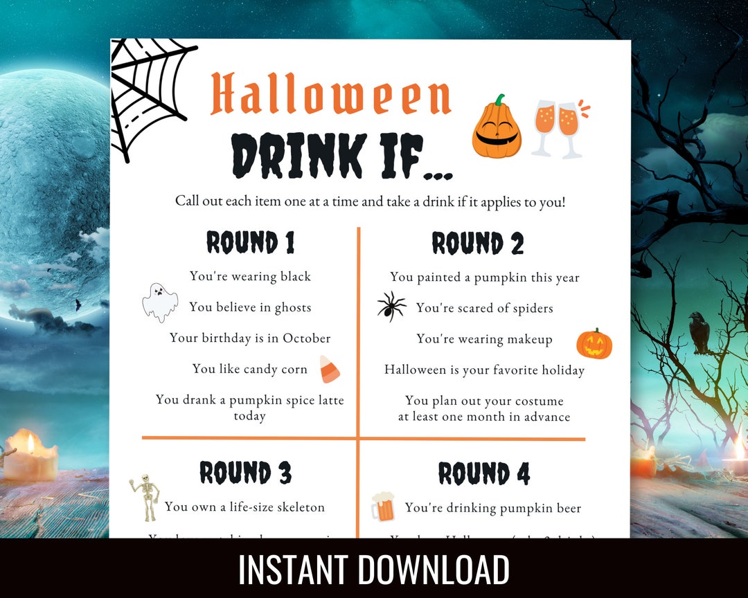 Halloween Drink If Game Halloween Drinking Game for Adults - Etsy