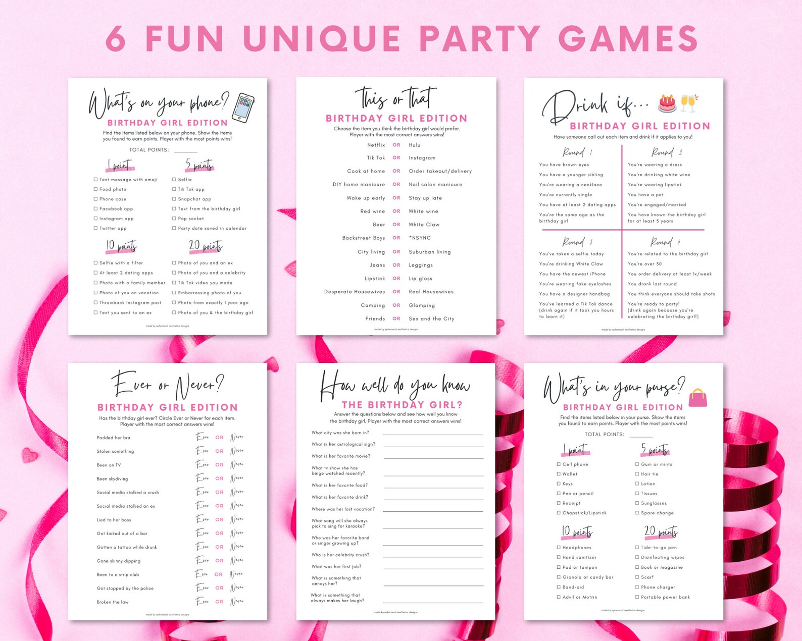 Adult Birthday Party Games Bundle Birthday Party Games for | Etsy