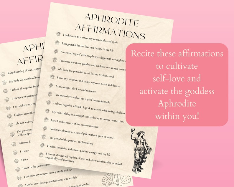 Aphrodite Printable Affirmations, Greek Goddess Aphrodite Affirmations ...