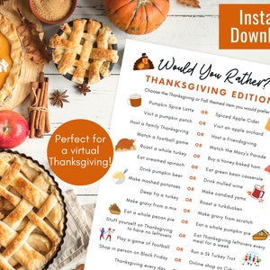 Thanksgiving Would You Rather Game, Thanksgiving Game for Adults ...