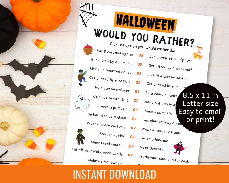 Halloween Would You Rather Game, Halloween Kids Party Game, Halloween ...