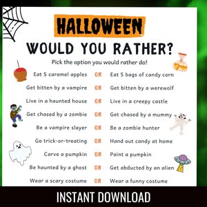Halloween Would You Rather Game, Halloween Kids Party Game, Halloween ...