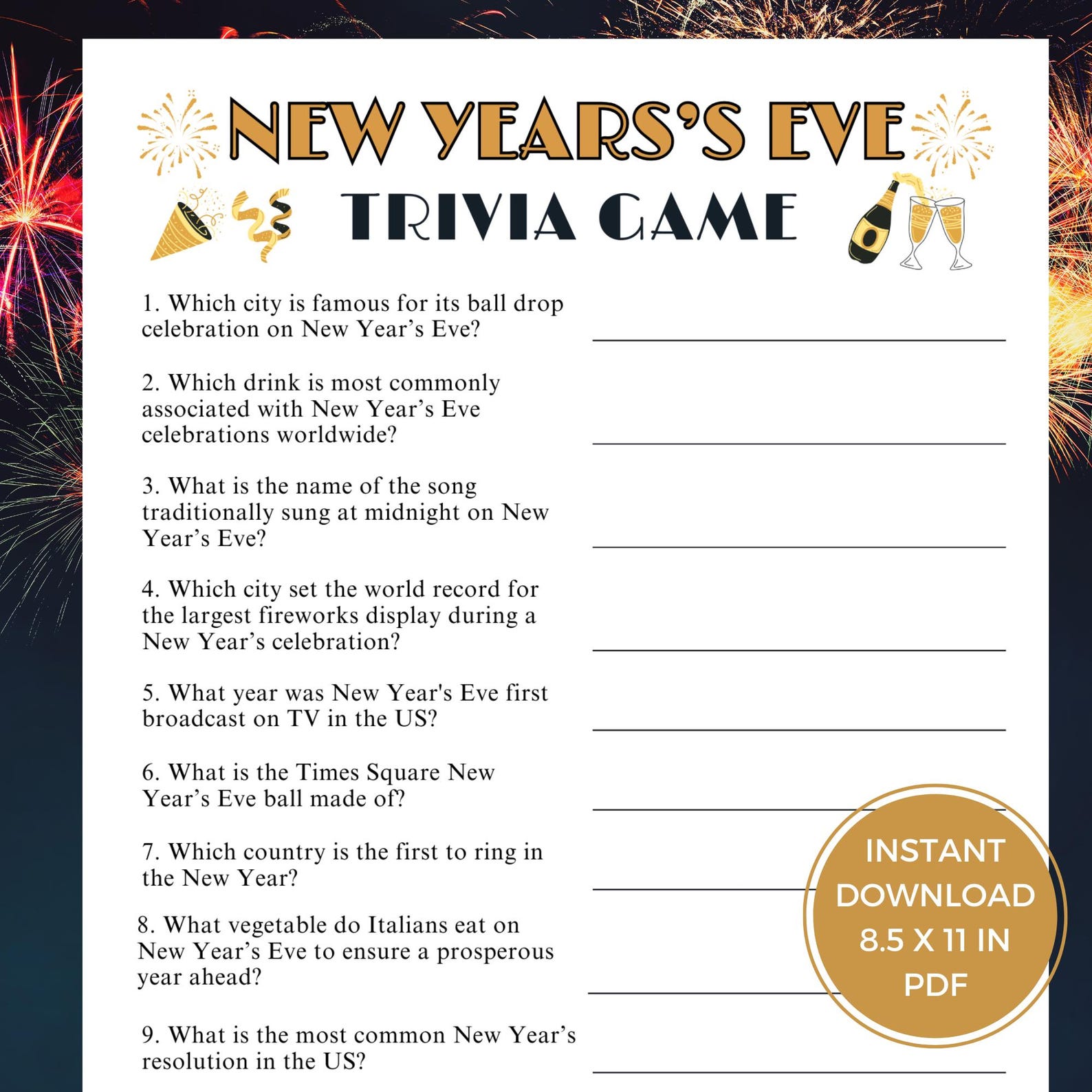 New Years Trivia Games, New Year's Eve Trivia Questions, 2025 New Year ...