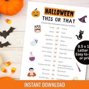 Halloween This or That Game, Halloween Kids Game, Halloween Printable ...