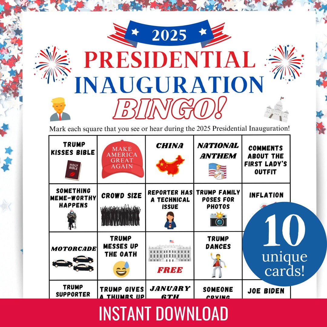 2025 Inauguration Day Bingo, Trump Inauguration Bingo, Printable ...
