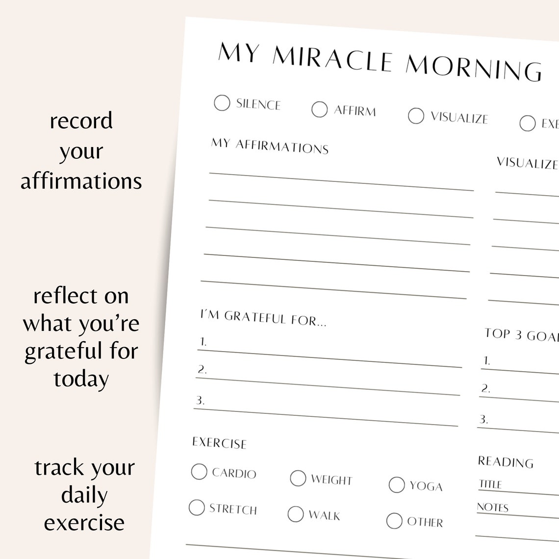 Miracle Morning Journal Printable: SAVERS Habit Tracker (PDF) - Etsy
