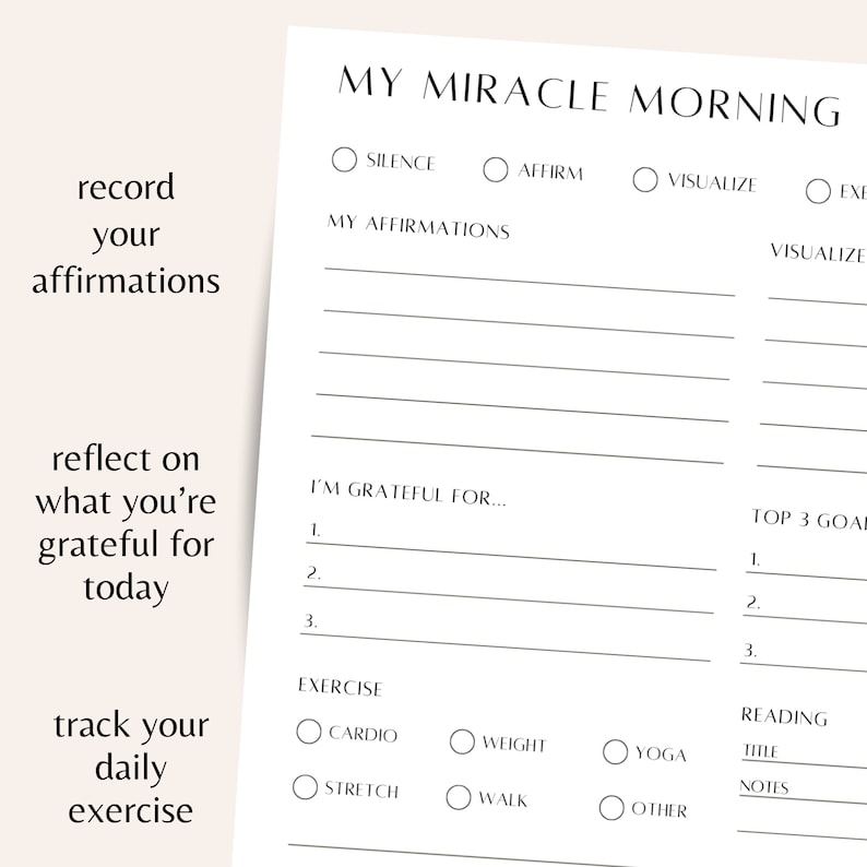 Miracle Morning Journal Printable: SAVERS Habit Tracker (PDF) - Etsy