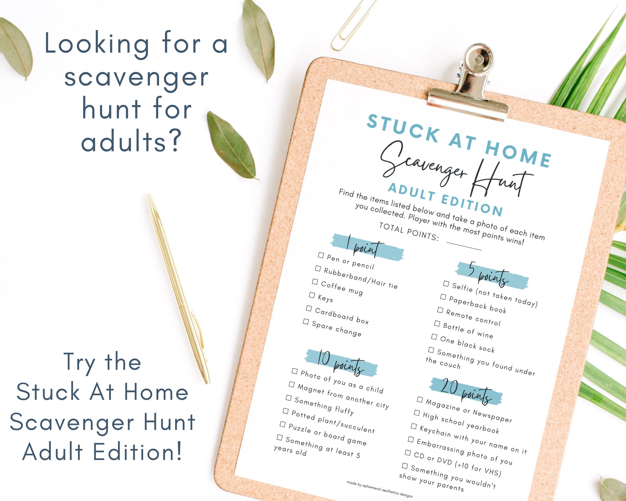 Stuck at Home Scavenger Hunt for Kids Social Distance Game - Etsy