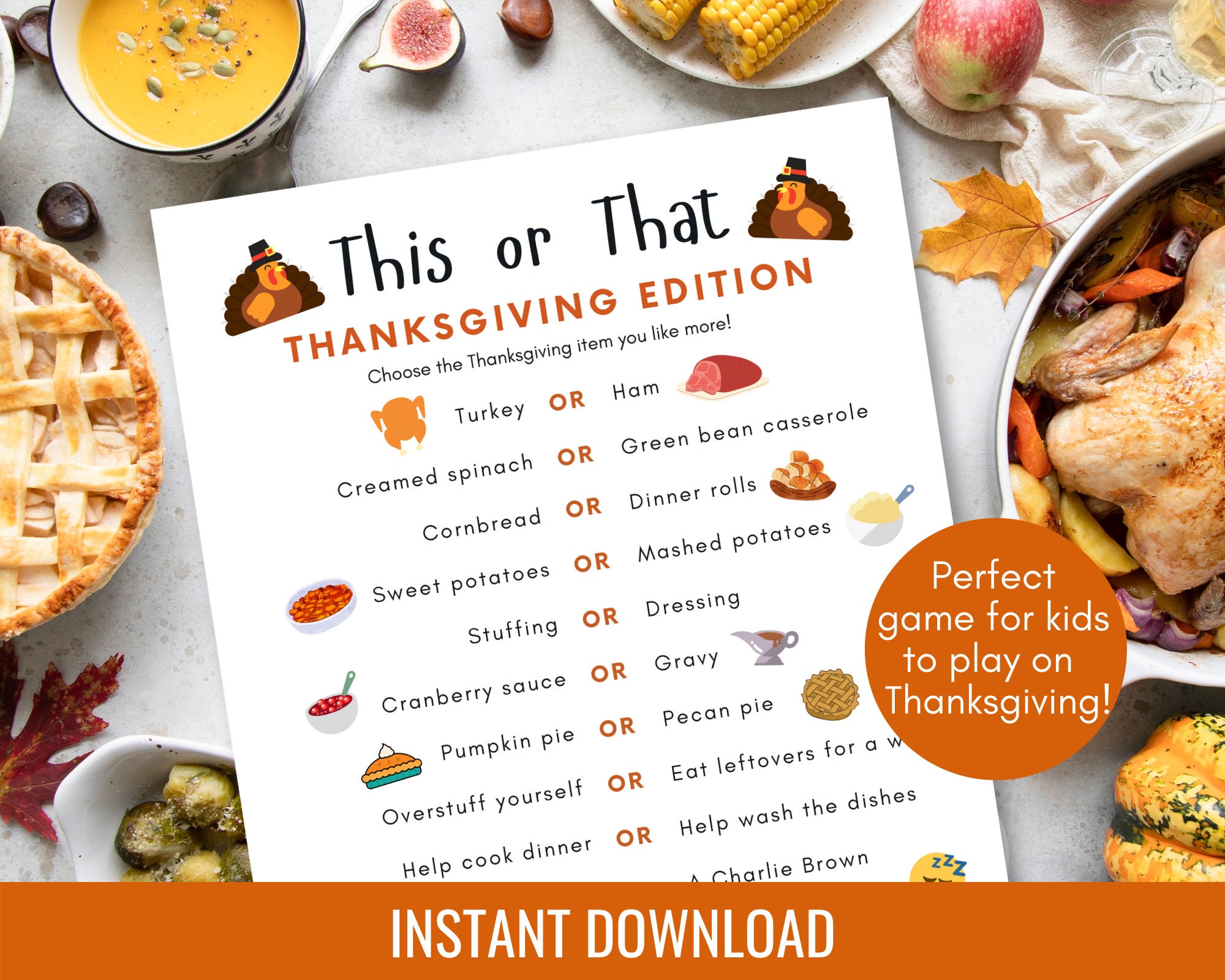 Thanksgiving This or That Printable, Thanksgiving Kids Game ...