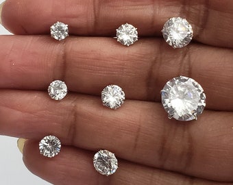 Simulated Diamond Stud Earrings - Etsy