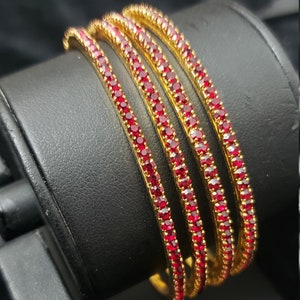 Maroon Color Stone Bangles, Set of 4 Bangles, Mix N Match Bangles - Etsy