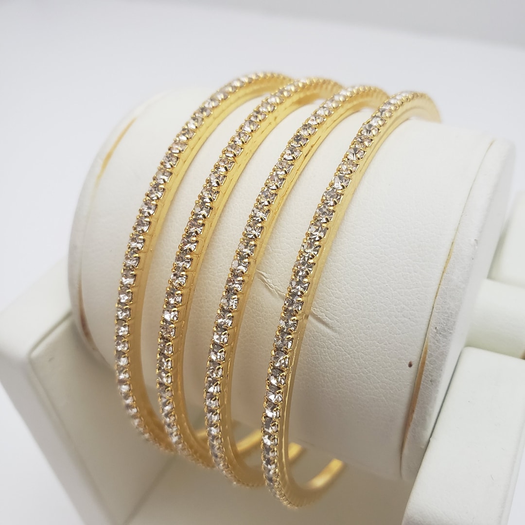 2.6 Size White Bangles Set, Good Quality 4 Bangle Set, 22k Gold Plated ...