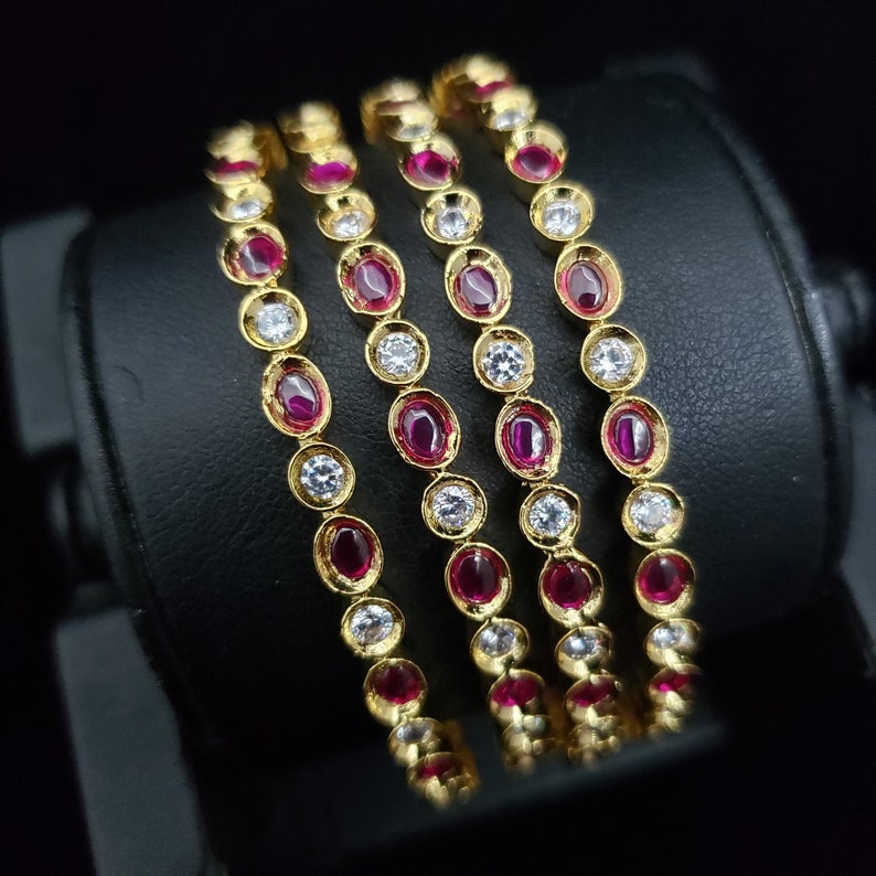 Pota Stone Indian Bangles Set 4 Bangle Set 22k Gold Plated - Etsy