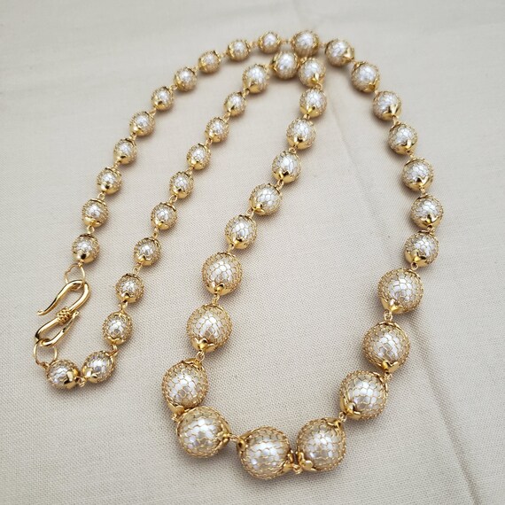 Net pattern Pearl necklace High quality semi precious pearls | Etsy