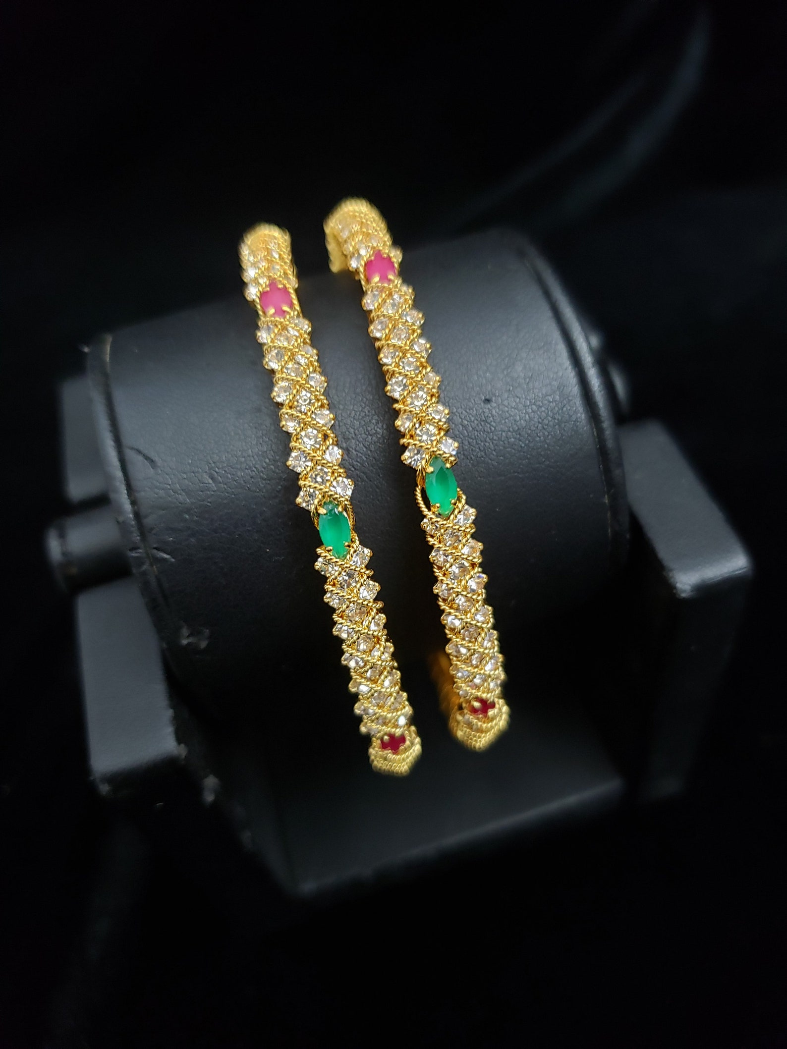 American Diamond Bangles Set 2 Bangle Set 22k Gold Plated - Etsy