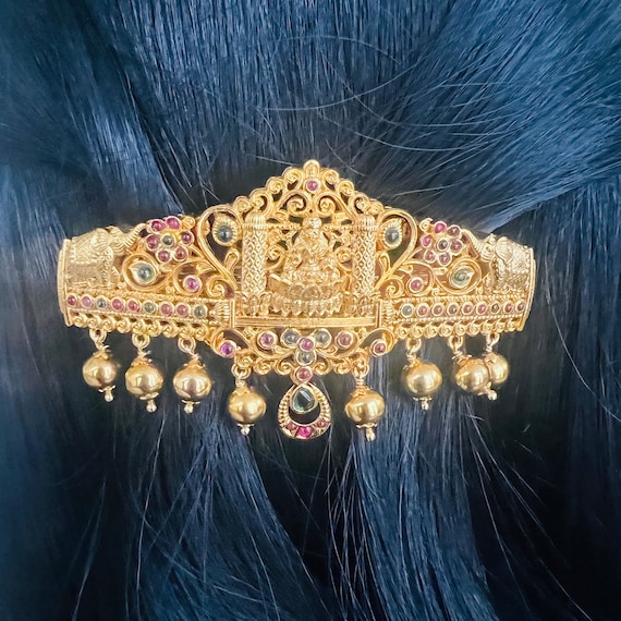 Indian Hair Clips Traditional Style Clip Hair Clip Gold plated Cubic Zirconia Hair Clip Etsy