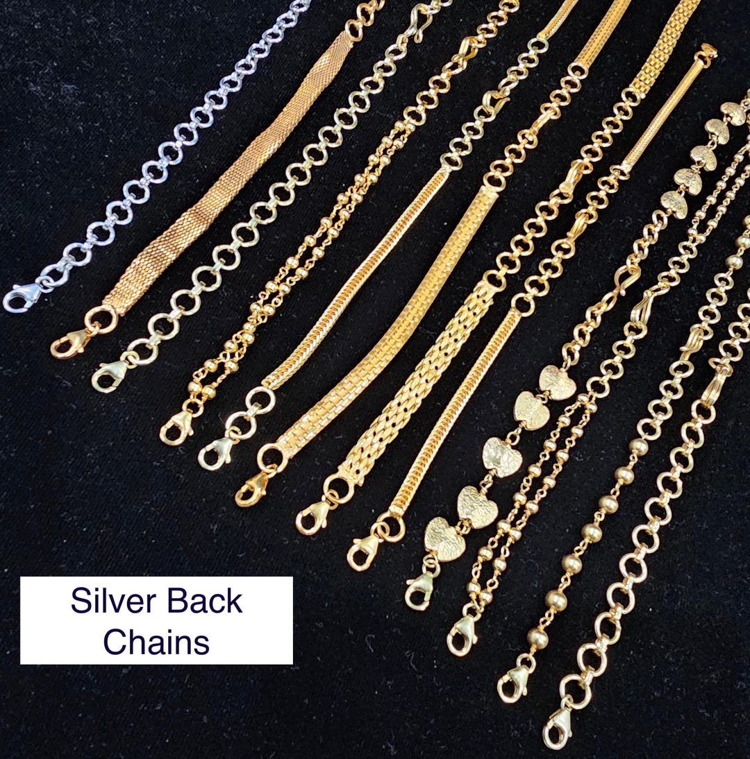 Pure 92.5 Silver Back Chains, Silver With Gold Covering Extension ...