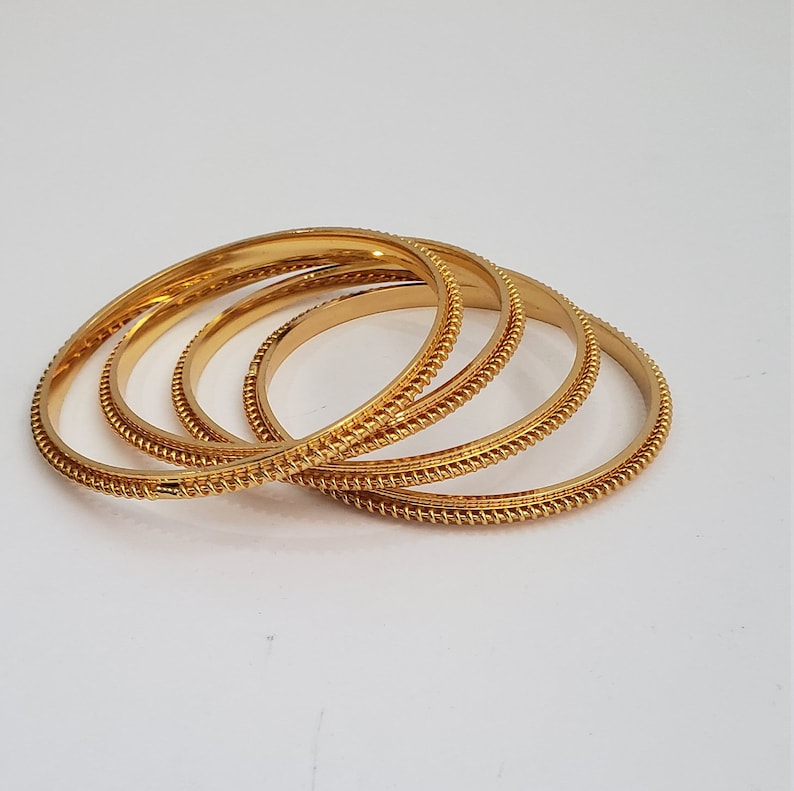4 Indian Bangles Set 22k Gold Plated 24 Thin Bangles Set Etsy