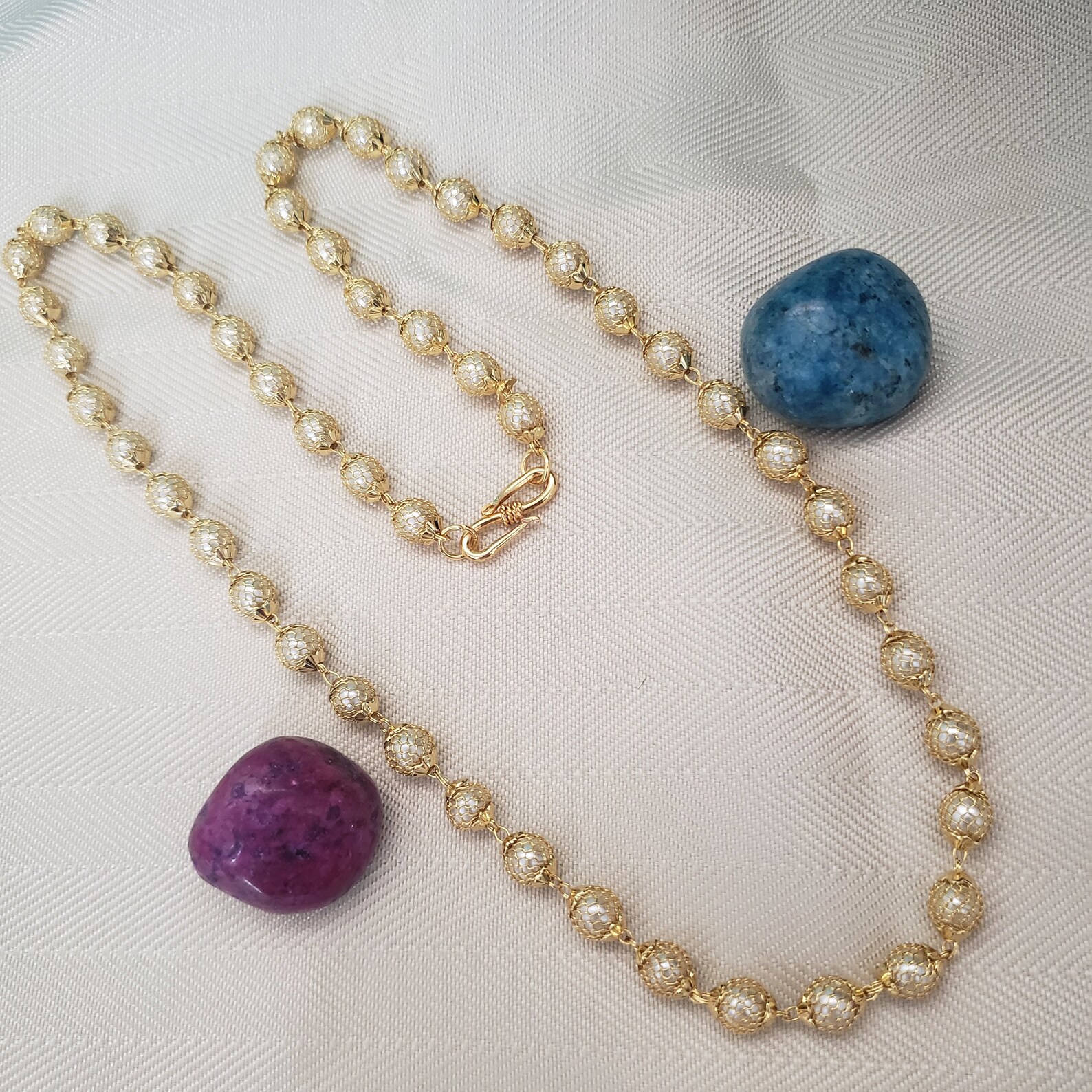 Net Pattern Pearl Necklace High Quality Semi Precious Pearls - Etsy