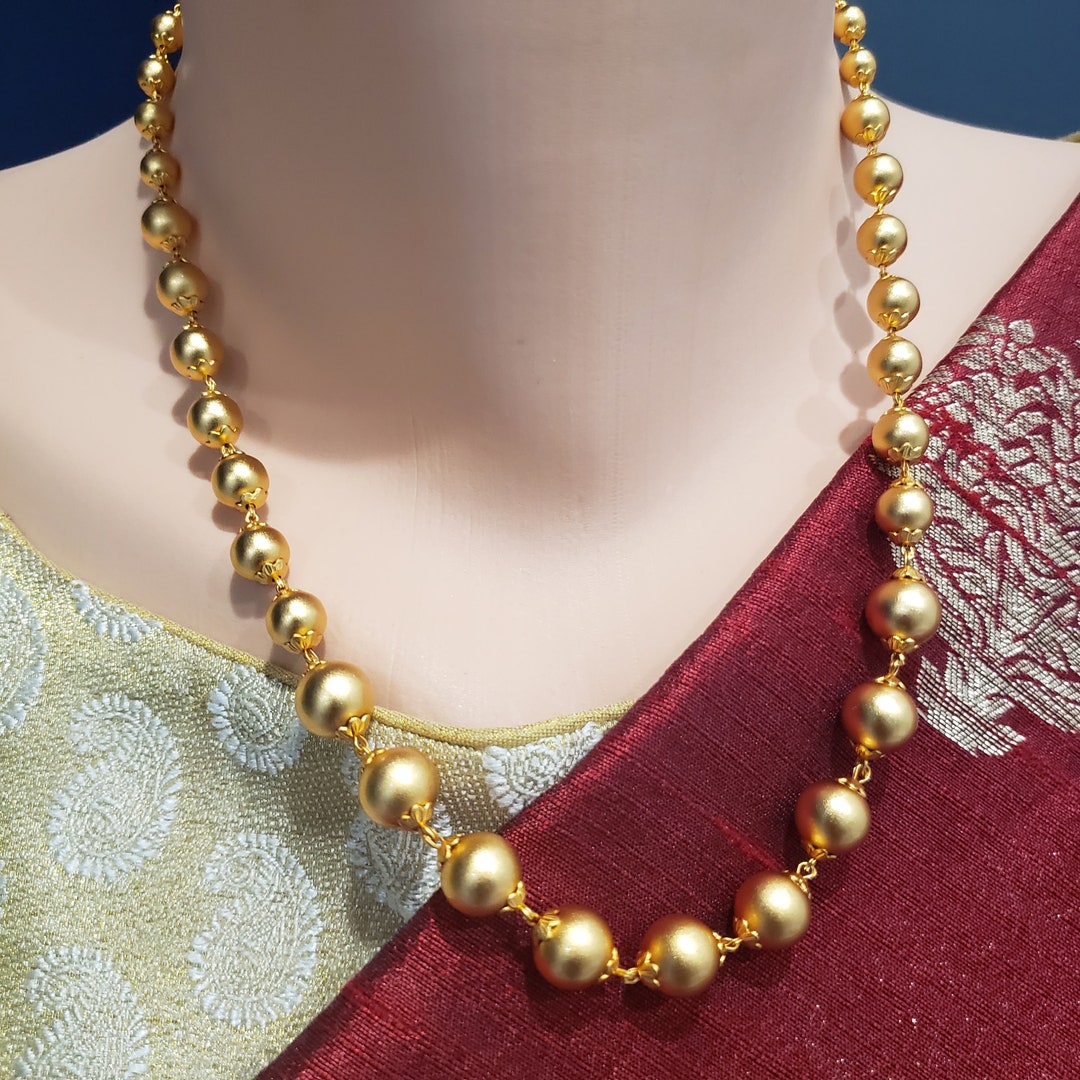 18"matt and Bright Gold Beaded Chains, Short Necklace Chain, Matt ...
