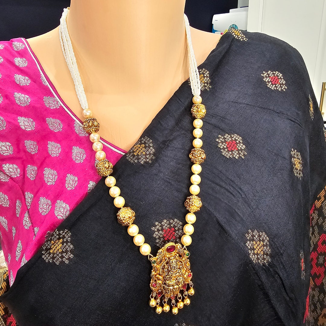 92.5 Silver Necklace, Lakshmi Devi Nakshi Pattern, Pure Silver Necklace ...