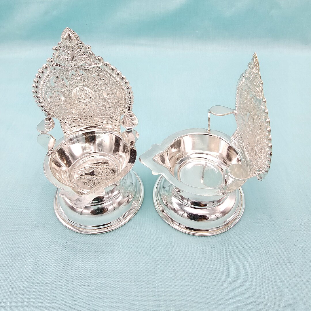 Pure Silver Kamashi Deepam, and Ashta Lakshmi Silver Lamps, Big Size ...