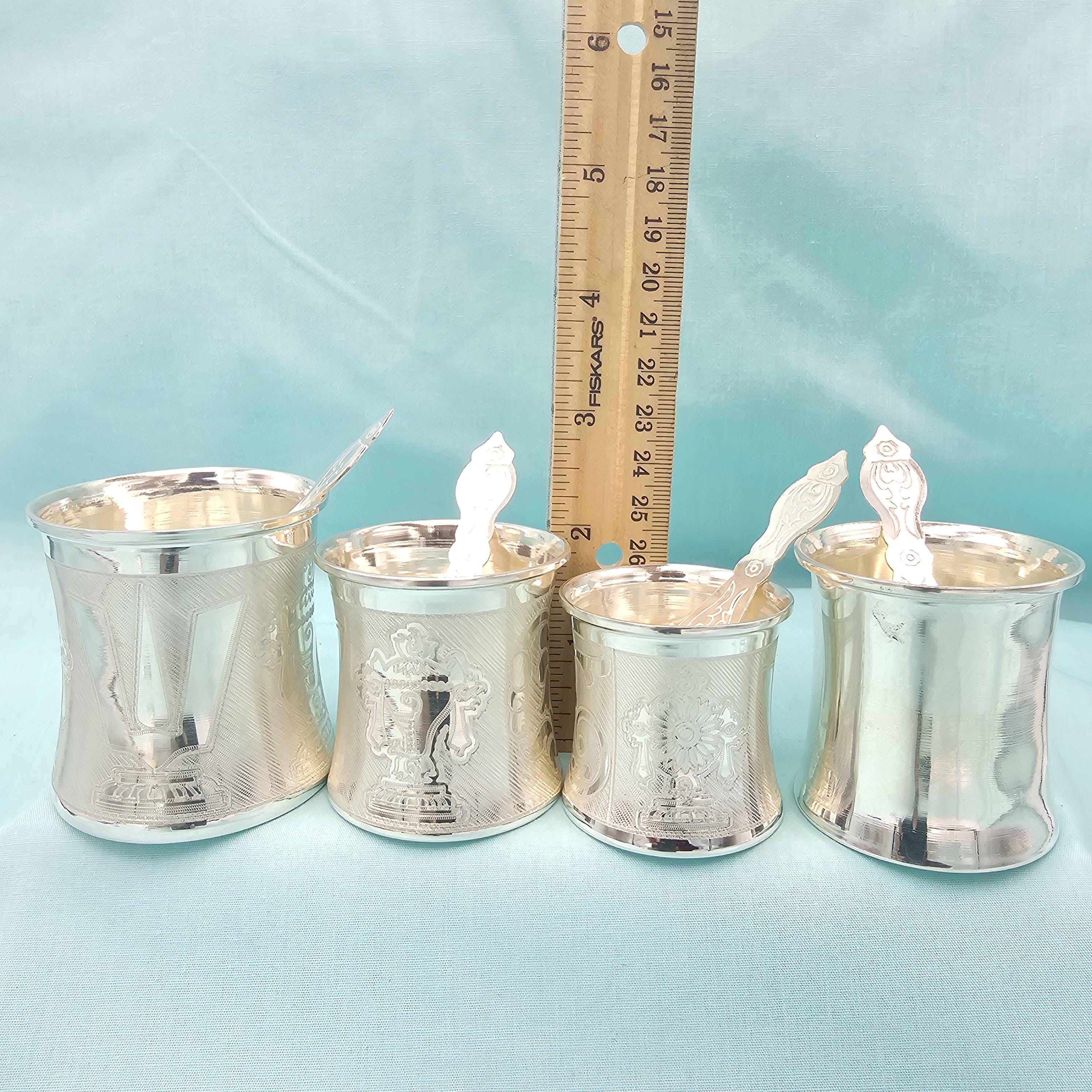 Pure Silver Pancha Patra With Spoon, Shanku Chakra Design, Housewarming ...