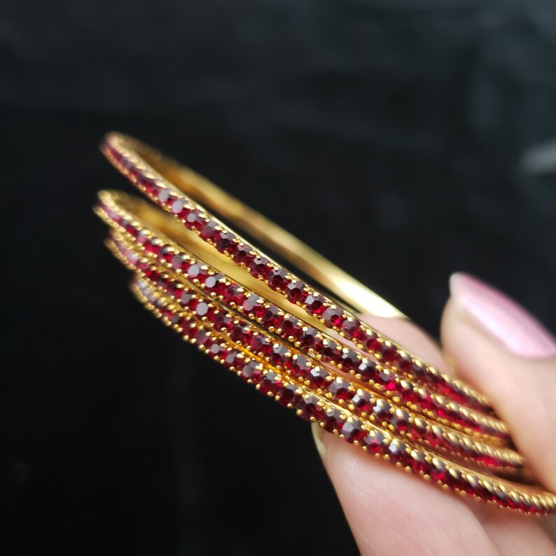Maroon Color Stone Bangles, Set of 4 Bangles, Mix N Match Bangles - Etsy