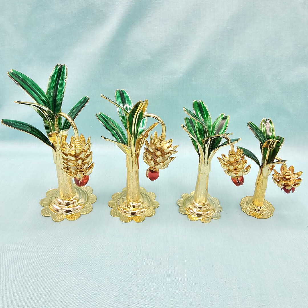 Pure Silver Banana Plants, Full Gold Covering With Green and Red Enamel ...