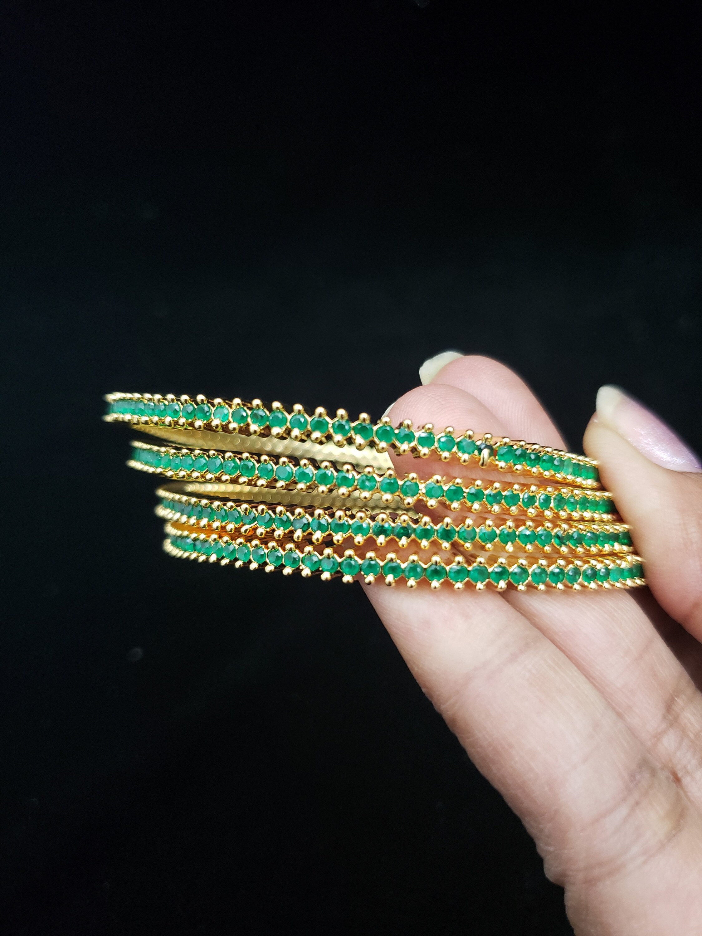 Emerald bangles 4 bangle set 22k Gold Plated Traditional | Etsy