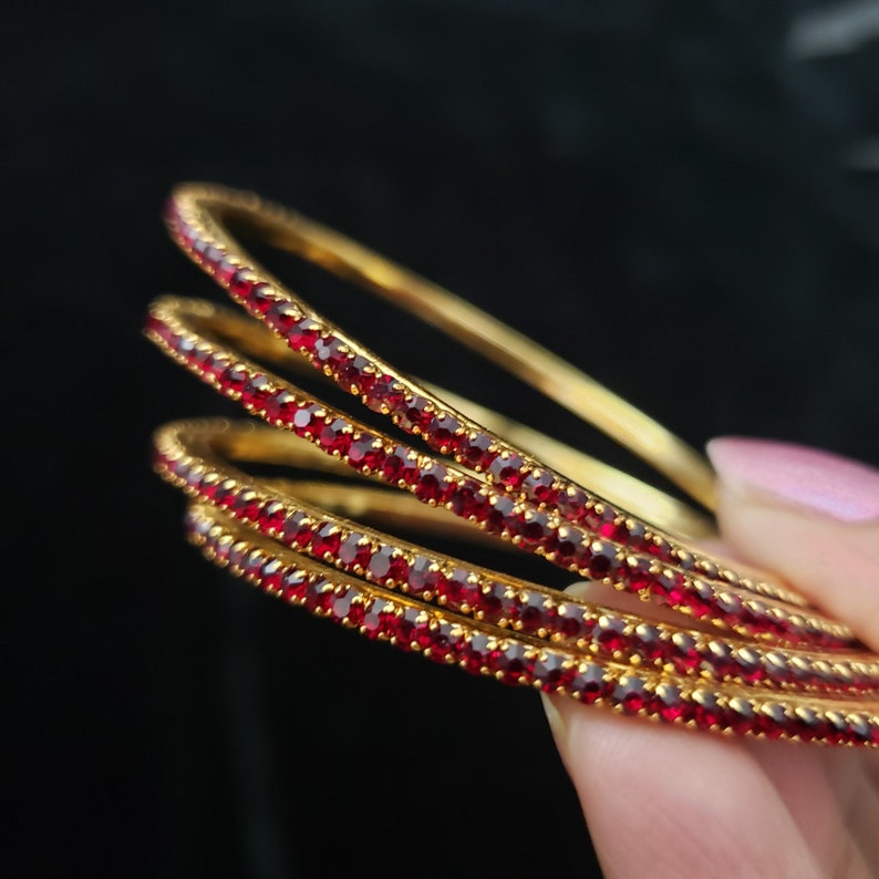 Maroon Color Stone Bangles, Set of 4 Bangles, Mix N Match Bangles - Etsy