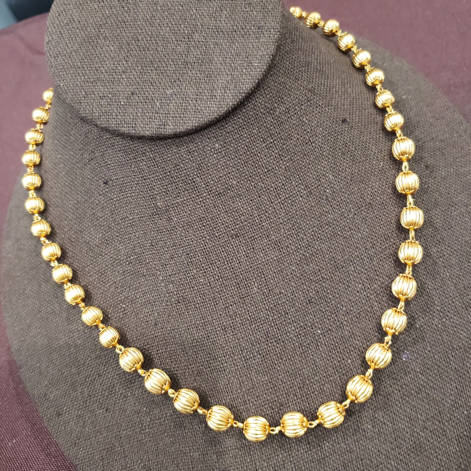18"matt and Bright Gold Finish Gold Chain, Short Necklace Chain, Ball ...