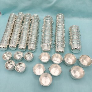 Pure Silver Gangalam, Shanku Chakra and Vinayaka Prasadham Bowls, Small ...