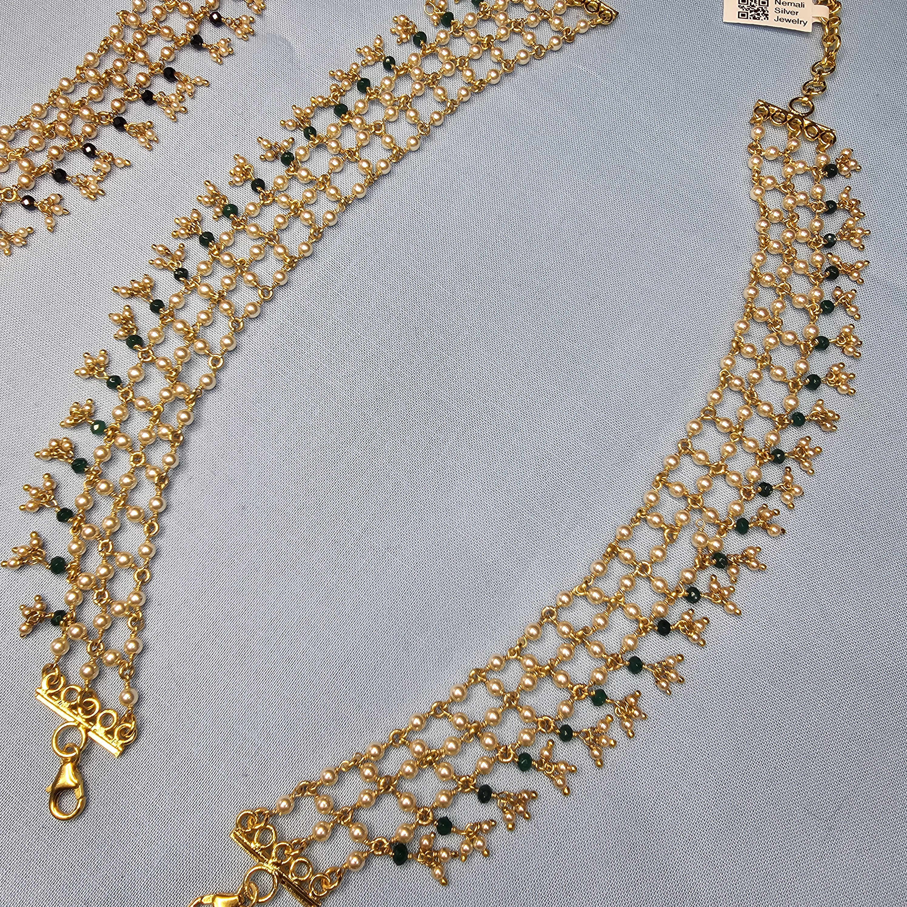92.5 Pure Silver Simple Chains, Net Pattern Small Beads Chains, Silver ...