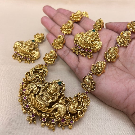 Traditional Temple Jewelry Semi Precious Ruby and Emeralds - Etsy